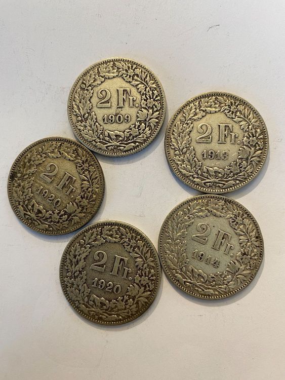 5 Stk 2.- über 100 Jahre Alt Silber (17) (Gebraucht) in Ballwil für CHF 33 – mit Lieferung auf ...