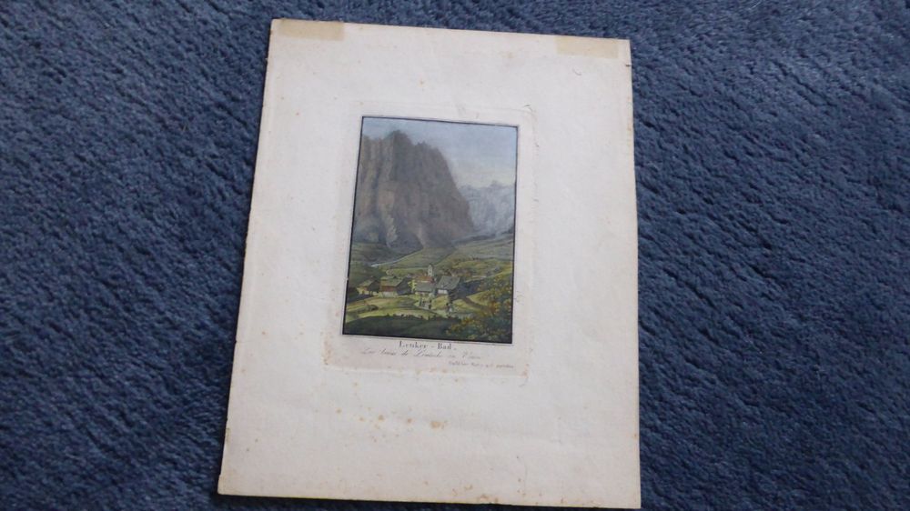 Leukerbad,Aquatinta um 1830,Basel,Maehly & Schabelitz,Leute (Gebraucht ...