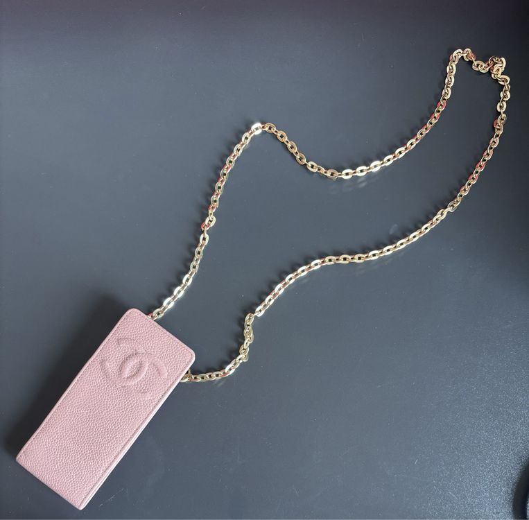100% Chanel Pink Leather Holder with Chain - Card, Key, Ipod | Kaufen ...