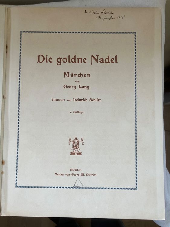 Die goldene Nadel Märchen von Georg Lang Bilder Heinr.Schlit (Gebraucht ...