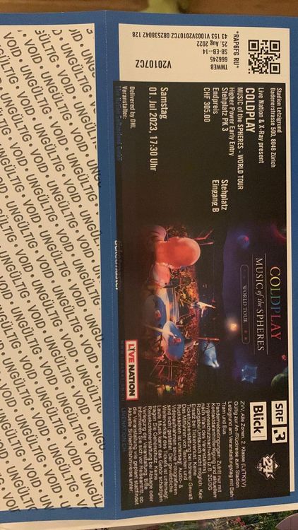 Early entry Ticket!!! Coldplay Zürich Hallenstadion 01.07.2 (Gebraucht ...