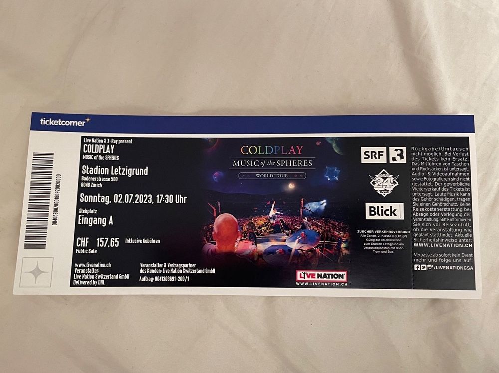 Coldplay Ticket Stehplatz | Kaufen auf Ricardo