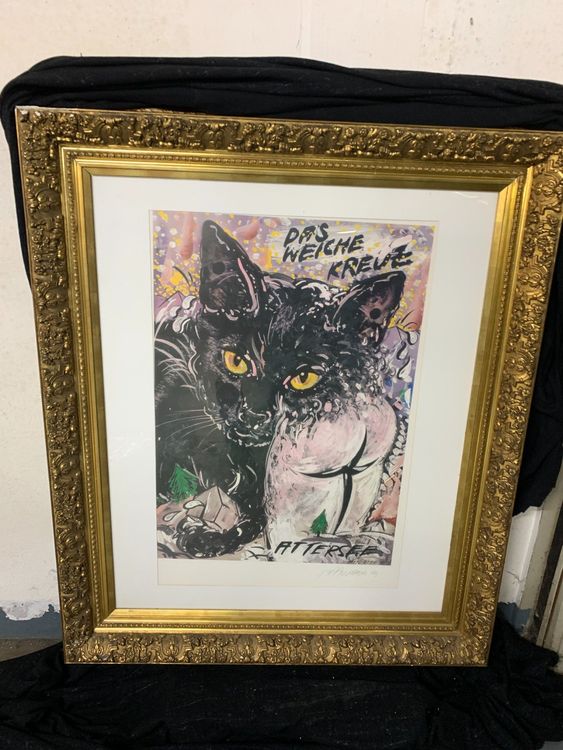 Christian Ludwig Attersee Lithographie in XXL Barock Rahmen (Gebraucht) in Zürich für CHF 1500 ...