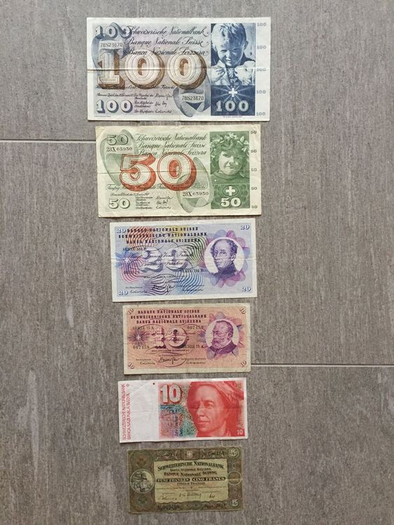 Alte Schweizer Banknoten, 5er bis 100er (Gebraucht) in Zollikofen für ...