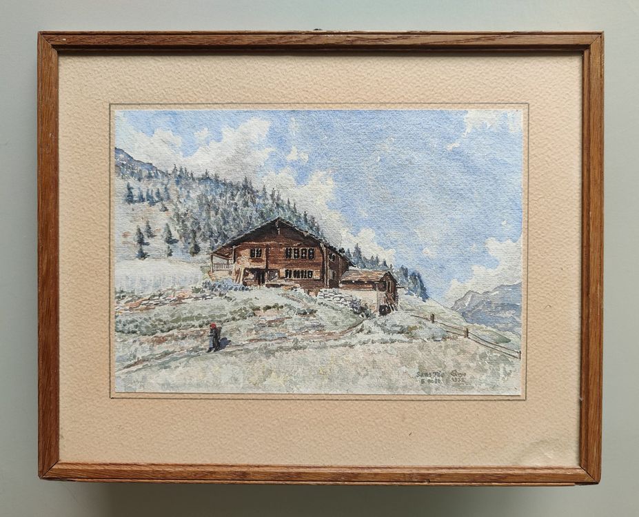 Aquarelles Alpes Suisses "Saas Fée" signé Guye 1932 tableau (Gebraucht) in Tramelan für CHF 70 ...