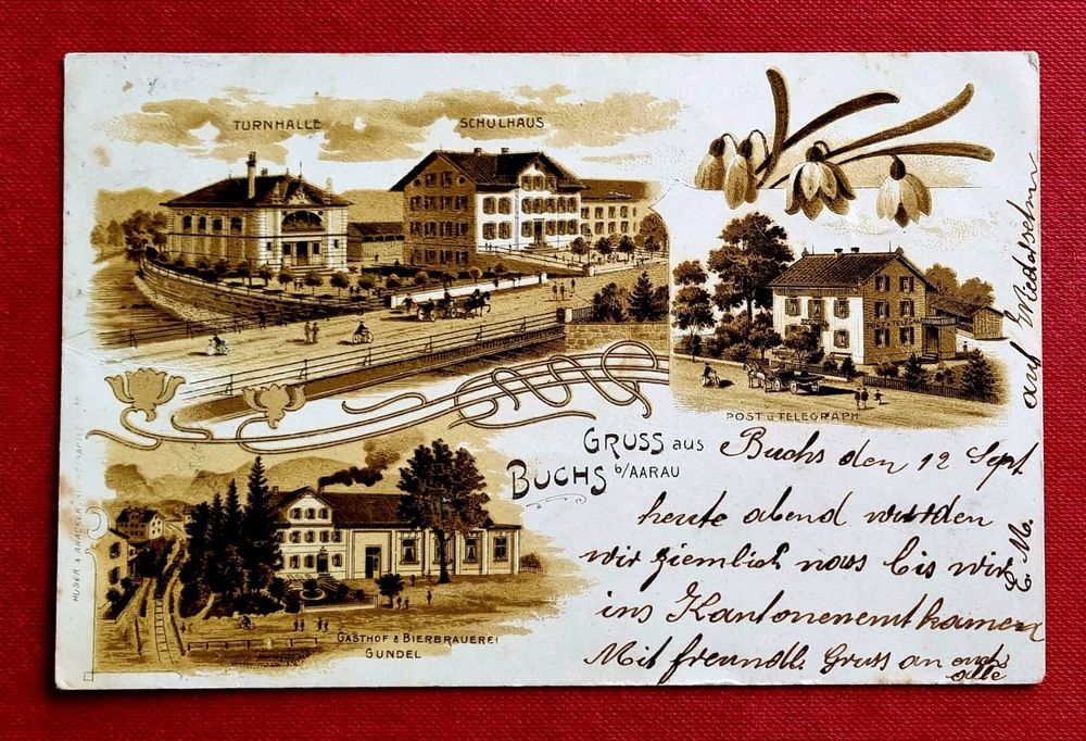 Buchs bei Aarau - Post - Bierbrauerei Gundel - 1902 (Gebraucht) in Rothrist für CHF 34 – mit ...