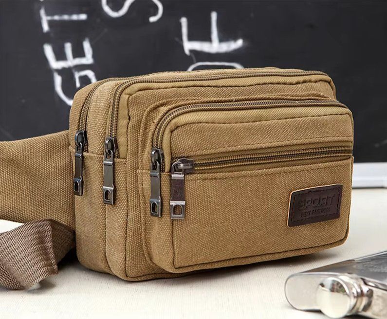 Canvas-Gürteltasche mit 4 Reißverschlussfächern - Sac banane (Neu und originalverpackt) in ...