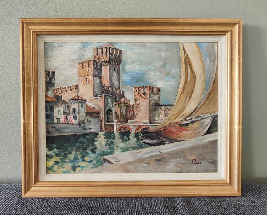 Tableau "Château De Sirmione" signé école Italienne peinture (Gebraucht) in Tramelan für CHF 80 ...