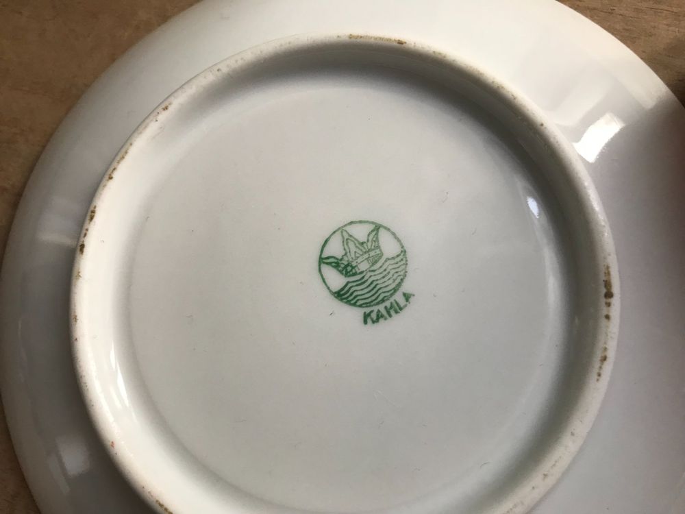 Alte Tasse + Unterteller KAHLA rot weiss gepunktet Punkte | Kaufen auf Ricardo