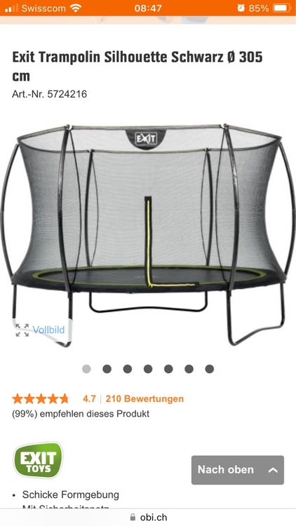 Exit Trampolin Silhouette 305 cm NEU OV (Neu und originalverpackt) in Ipsach für CHF 200 – nur ...
