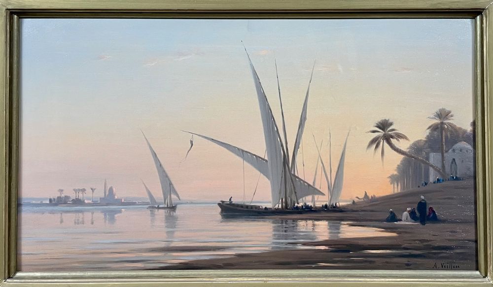 Auguste Louis Veillon grosses Gemälde - Nill im Abendlicht (D'occasion ...