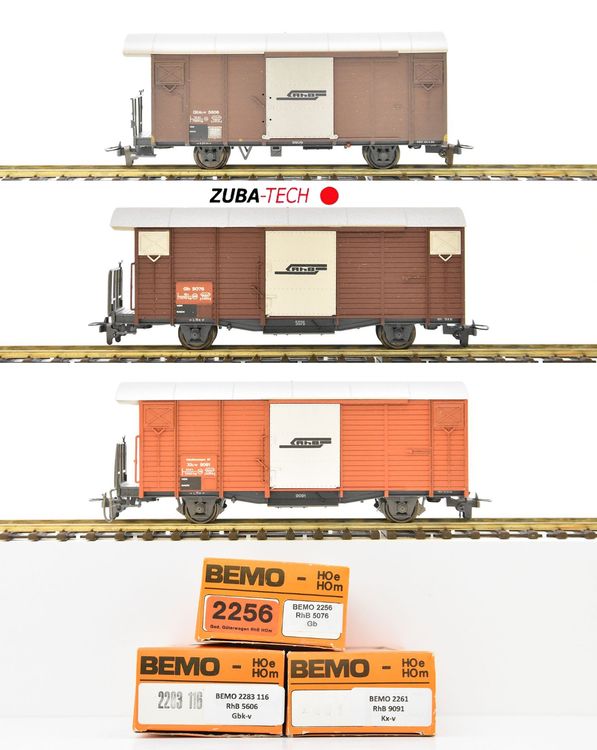 Bemo 3x Gedeckte Güterwagen der RhB H0m GS mit OVP (Gebraucht) in St. Gallen für CHF 34 – mit ...