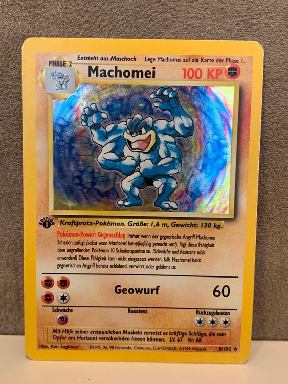 8/102 *1. Edition Machomei Holo DE Pokemon Base Set (Gebraucht) in Fislisbach für CHF 13 – mit ...
