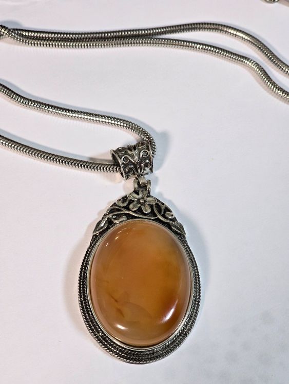 Pendentif Vintage avec une Pierre Naturelle Rose Rouge Pâle (Gebraucht ...