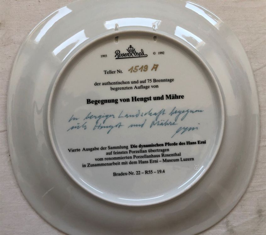Hans Erni - Rosenthal - Teller - "Dynamische Pferde" - 4Stck (Gebraucht) in Schaffhausen für CHF ...
