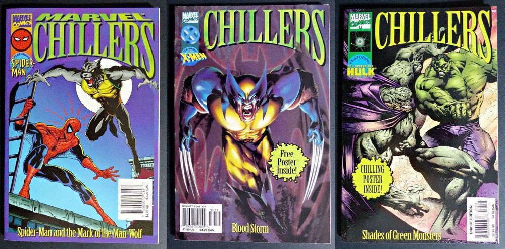 MARVEL CHILLERS SPIDER-MAN WOLVERINE HULK WITH POSTER 1996 (Gebraucht ...