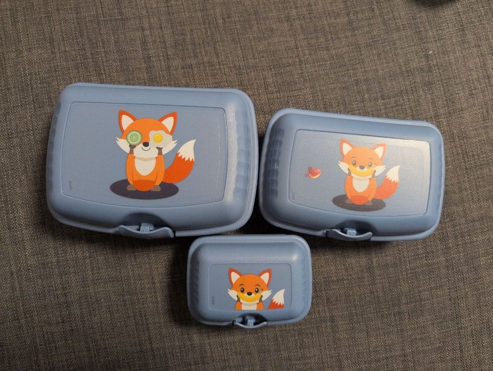 New Set of 3 Lunch Boxes, Fox Design, great for snacks! (Neu (gemäss ...