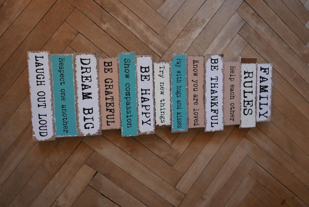 Wanddeko "family rules" vintage / shabby chic (Gebraucht) in ...