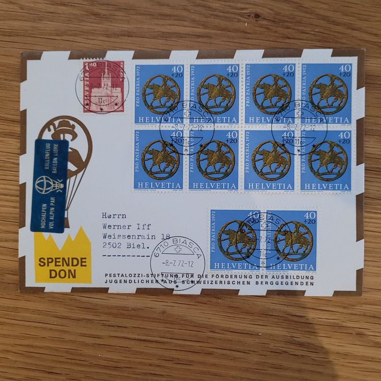 Ballon Flug Biasca 1972 Biel Pro Patria (Gebraucht) in Biel/Bienne für CHF 3 – mit Lieferung auf ...