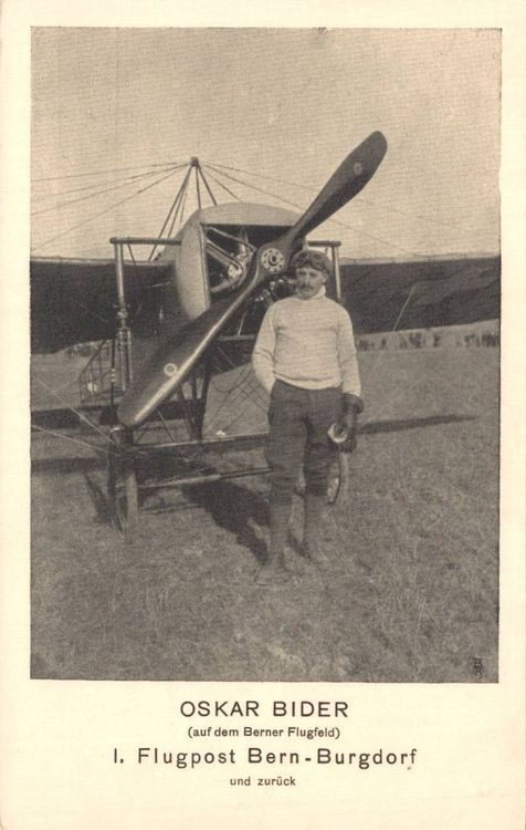 Oskar Bider Berner Flugfeld 1. Flugpost Bern - Burgdorf 1913 (Gebraucht ...