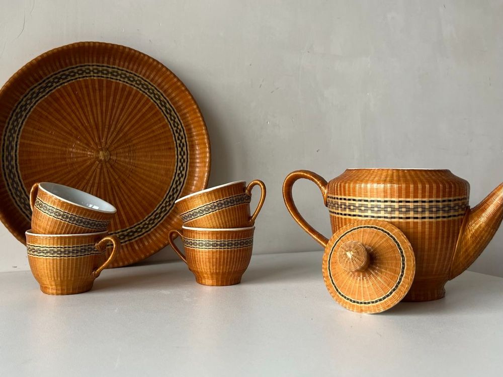 Chinese Tea Set, Bamboo Woven Porcelain (Gebraucht) in Oberägeri für ...