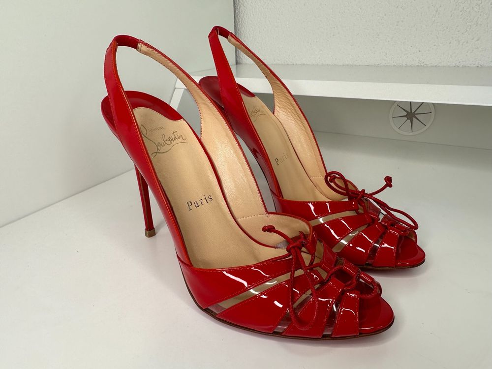 Christian Louboutin High Heels Sandalen Gr.38,5 Rot Lack Top | Kaufen ...