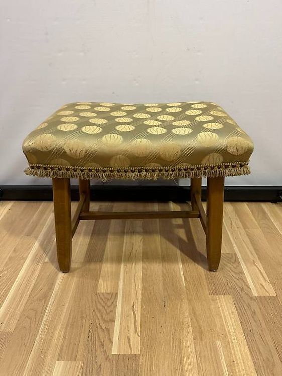 Vintage Hocker mit gemustertem Stoffbezug, ca. 1960er Jahre (Gebraucht ...