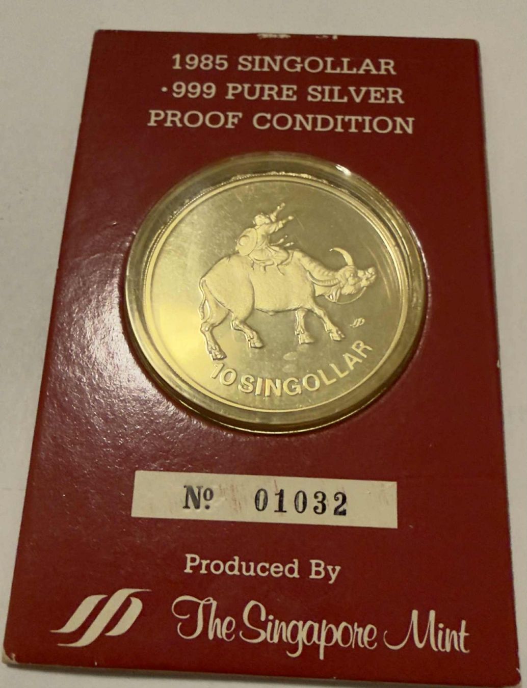 Singapore 10 singollar 1985 Proof 1oZ Silver coin Rare (Neu und ...