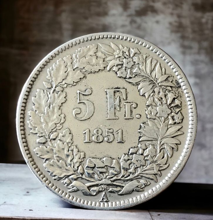 Schweiz 5 Franken Silber Jahrgang 1851 A (Gebraucht) in Winterthur für CHF 191 – mit Lieferung ...