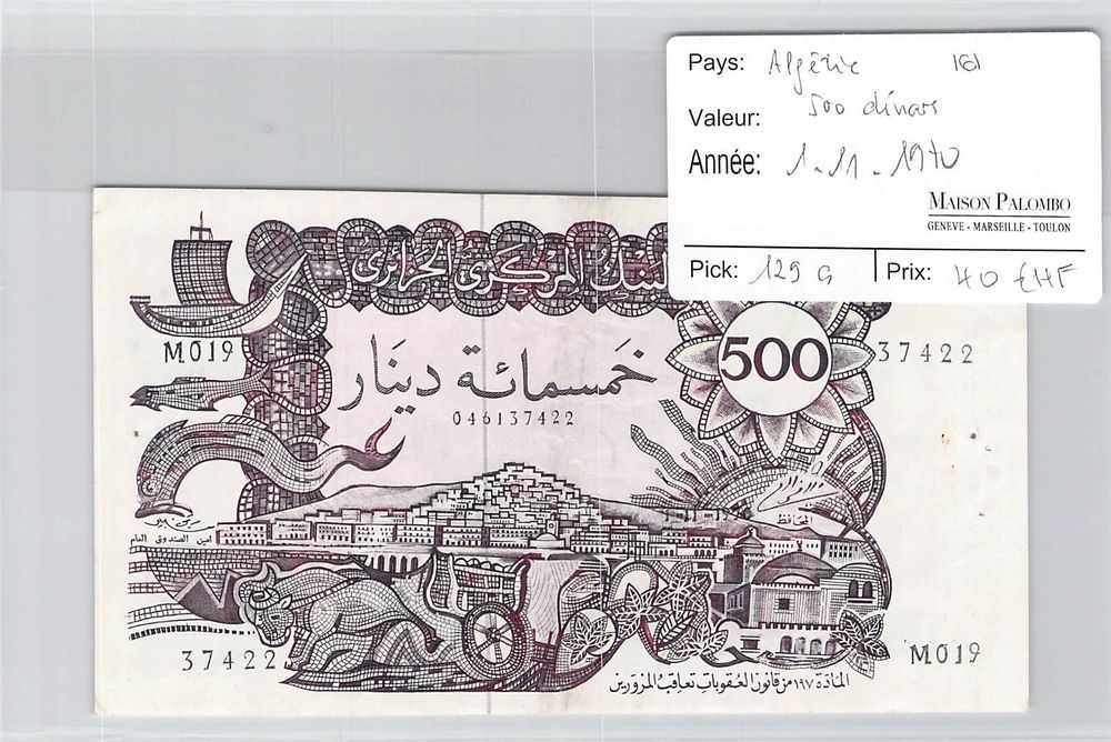 Billet Algérie 500 dinars 1970 (Gebraucht) in Genève für CHF 40 – mit ...