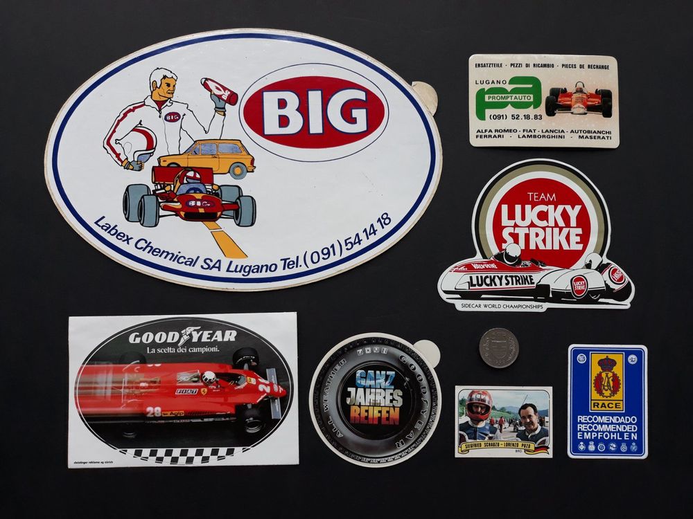 Lotto stickers vintage, tema "auto corsa e sidecar" (Gebraucht) in ...