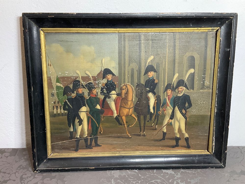 Antique Tableau peinture sur panneaux 19emes siècle Napoleon | Kaufen ...