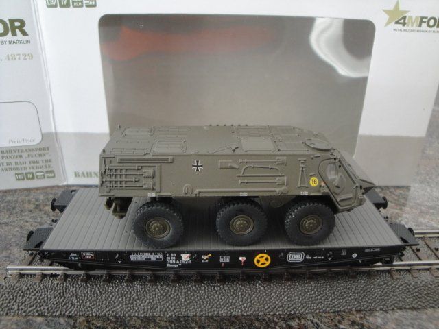 Märklin HO 48729. Wagon plat avec Panzer Fuchs 4 MFOR | Kaufen auf Ricardo