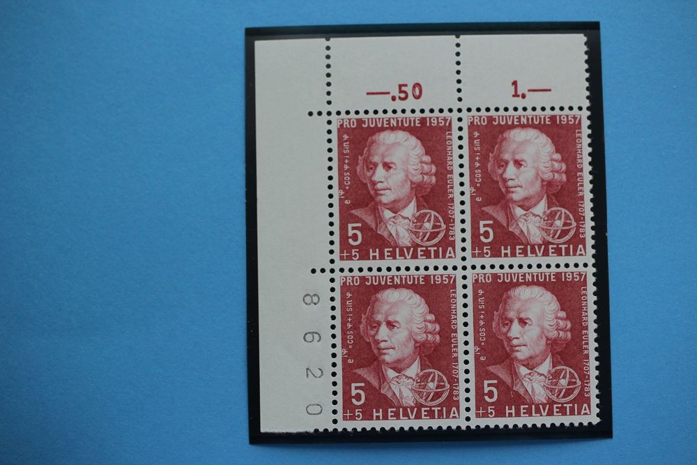 PJ 1957 Nr. 168 – postfrisch ** - LEONHARD EULER – CHF 3.00 (Neu ...