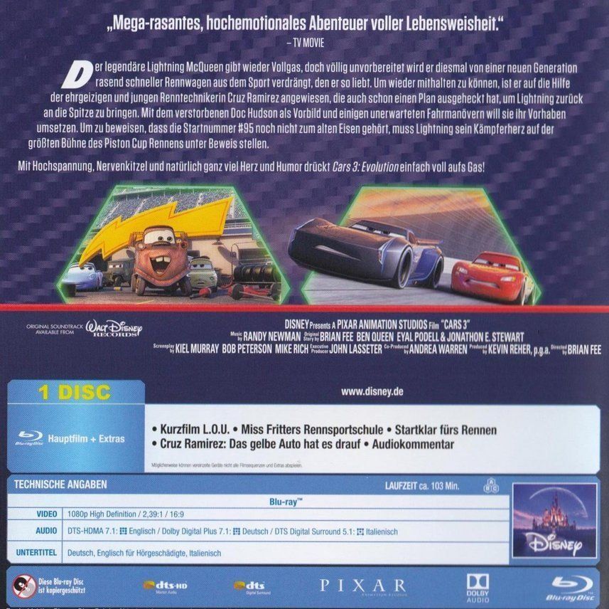 Cars 3 - Evolution (2017) Walt Disney/Pixar/Blu-ray (Neu (gemäss ...