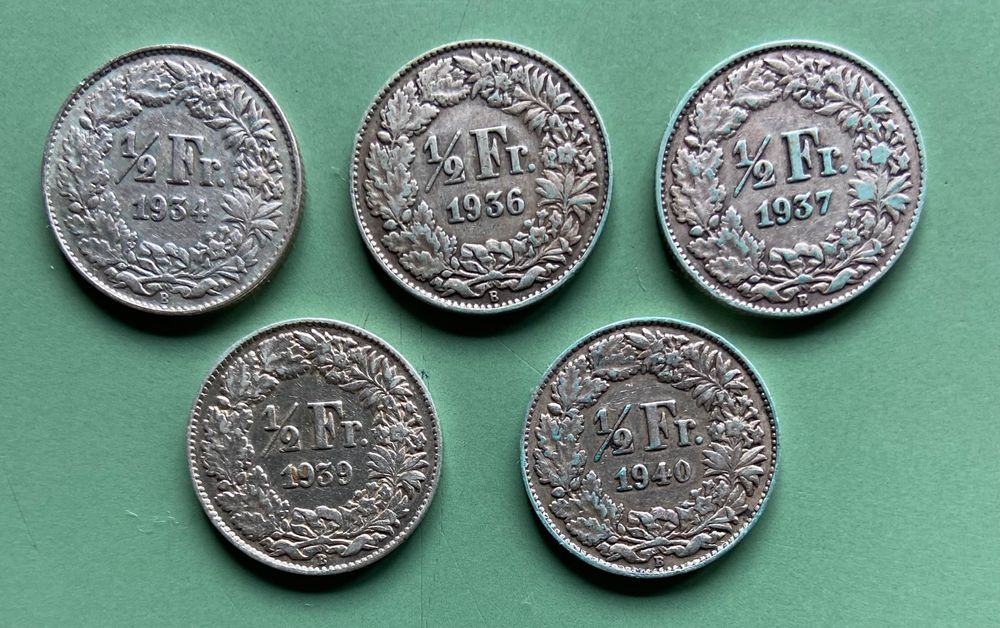Schweizer 50 Rappen: Jahrgang 1934, 1936, 1937, 1939 und1940 | Kaufen auf Ricardo