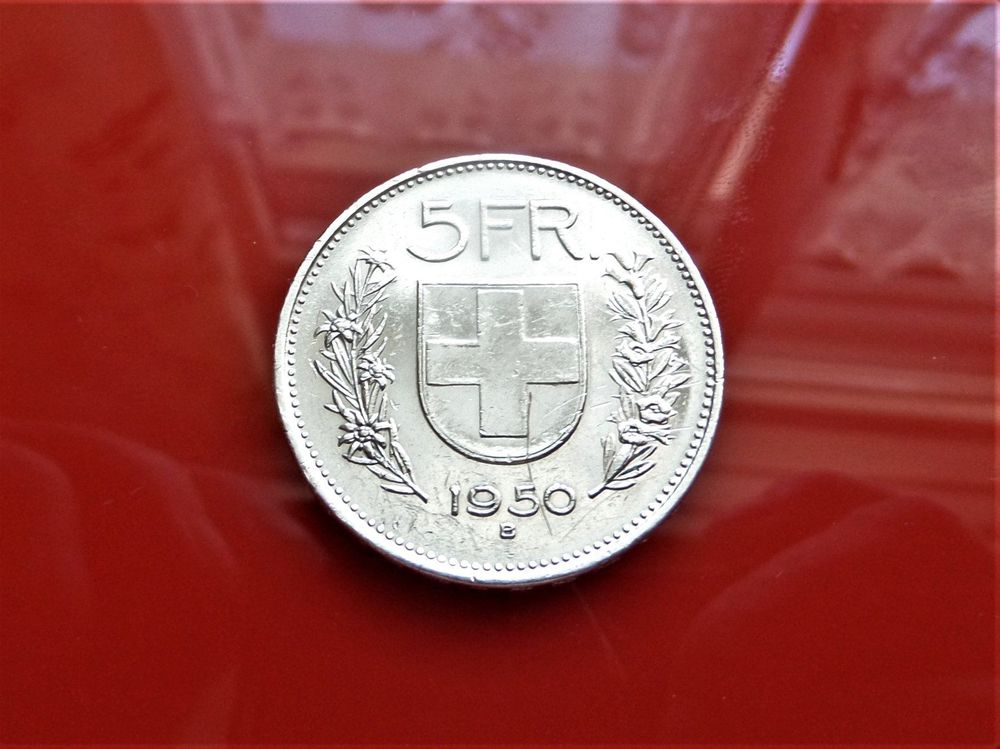 Super CH 5 Fr Aufl. Nur 0.48 Mio 1950 SILBER Münze vorz.- (Gebraucht) in Glis für CHF 8.1 – mit ...