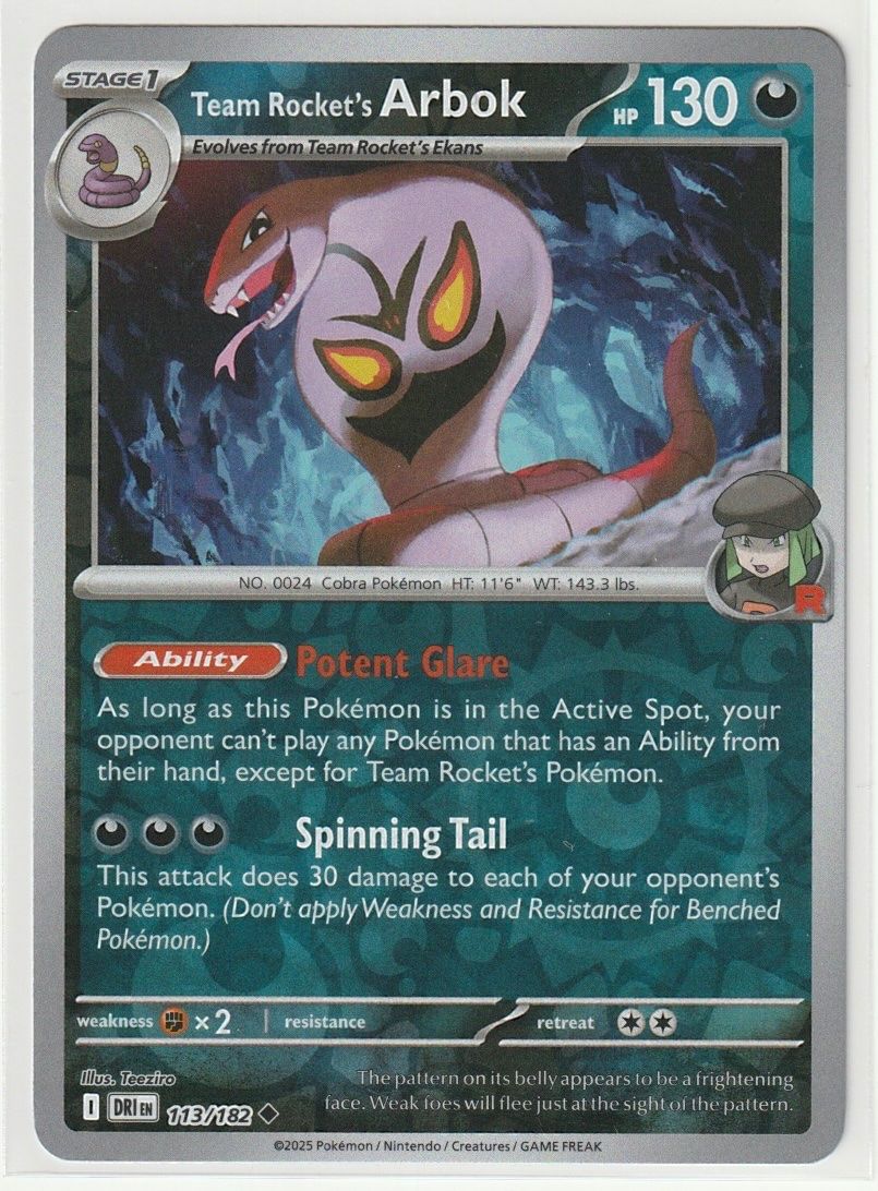 Pokémon Team Rocket‘s Arbok (113/182), SV Destined Rivals (Neu (gemäss ...
