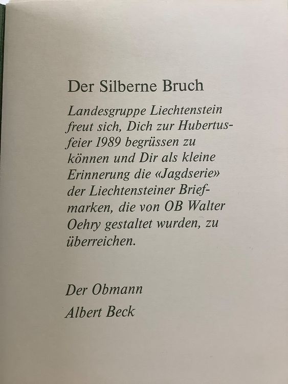 Jäger Gastgeschenk vom Silbernen Bruch 1989 Briefmarken (Gebraucht) in ...