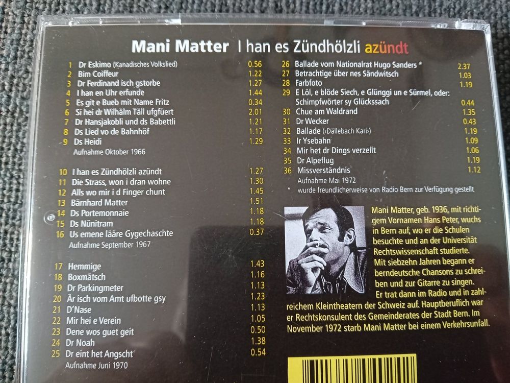 CD Mani Matter, i han es Zündhölzli azündt | Kaufen auf Ricardo