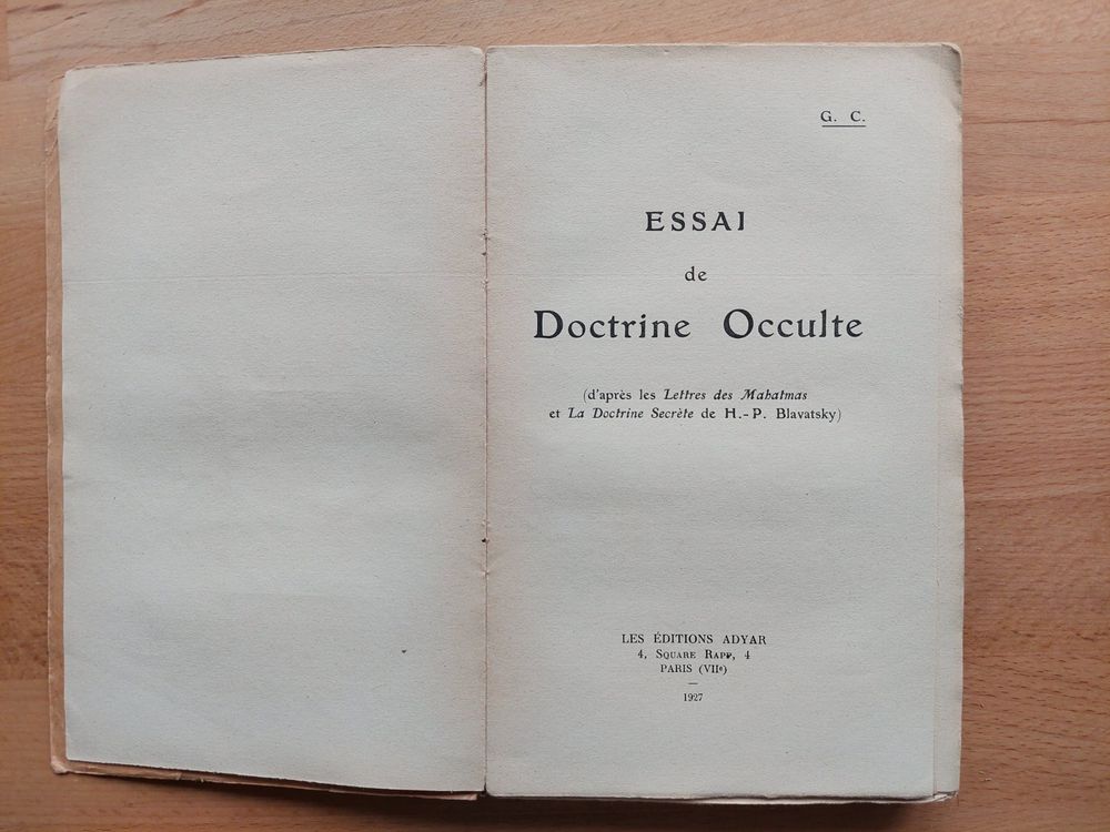 Essai de Doctrine Occulte - Antikes Buch Okkultismus franz. (Gebraucht ...