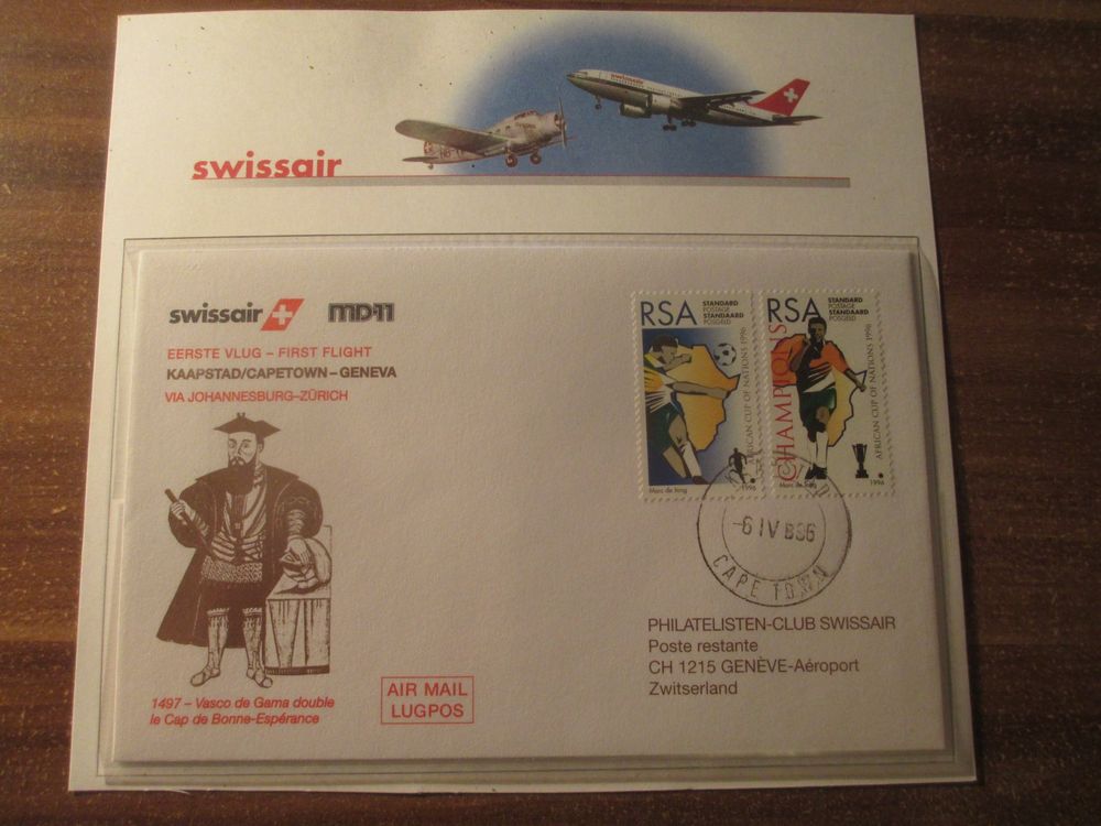 FDC Brief Swissair MD11 First Flight Kapstadt-Genf 1996 (Gebraucht) in Hasle LU für CHF 1 – mit ...