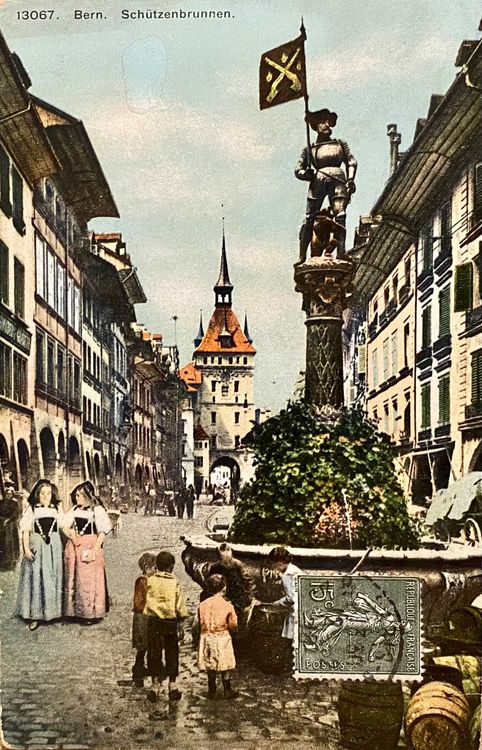 1918 - Antike AK Bern, Schützenbrunnen mit Trachtenfrauen (D'occasion) à Root pour CHF 1 – avec ...