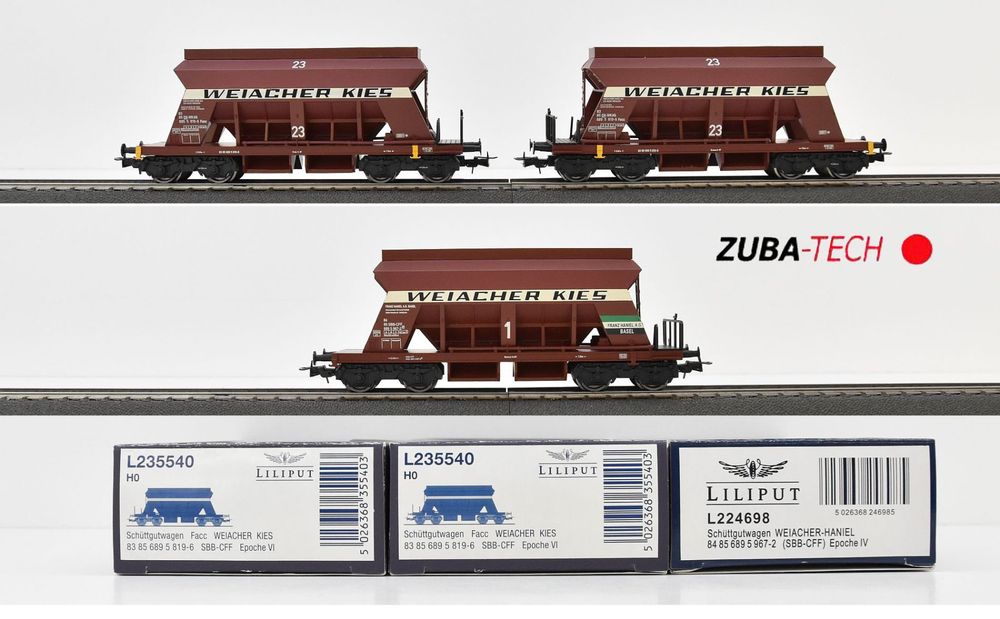 Liliput 3x Weiacher Kieswagen der SBB H0 GS mit OVP (Neu (gemäss Beschreibung)) in St. Gallen ...