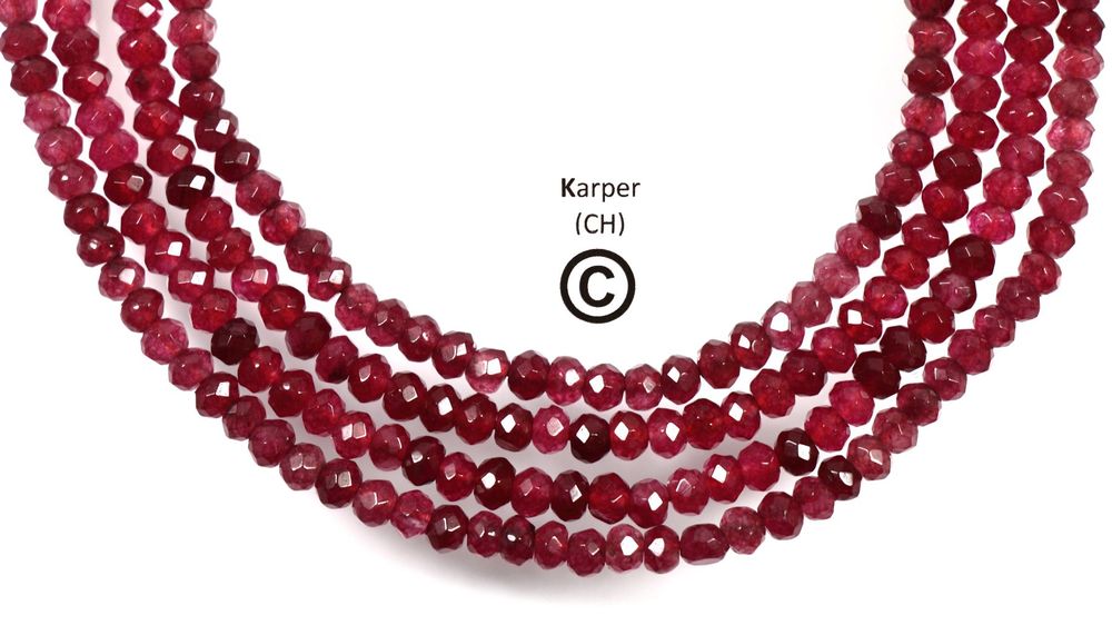 Rubinrot Jade / Jade rouge rubis, Fac. 4-4.5 x 3-3.5 mm | Kaufen auf ...