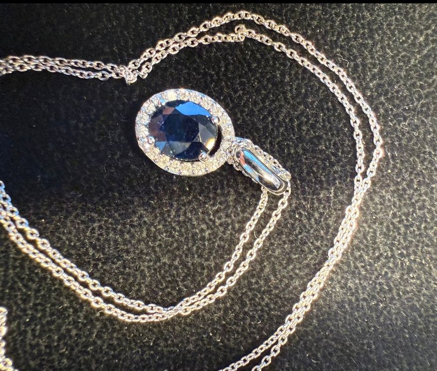 Weißgoldkette 18 kt mit natürlichem Saphir (2,00 ct) (Neu (gemäss ...