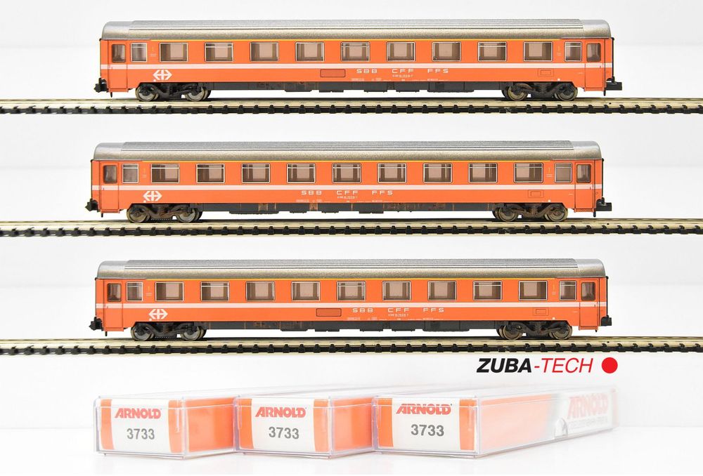 3x Arnold 3733 Eurofima-Personenwagen SBB Spur N GS mit OVP | Kaufen ...