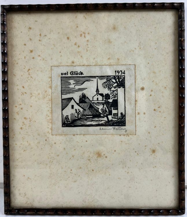 Viel Glück 1934 Holzschnitt Handsigniert. Antike Rahmen (Gebraucht) in Neuhausen am Rheinfall ...