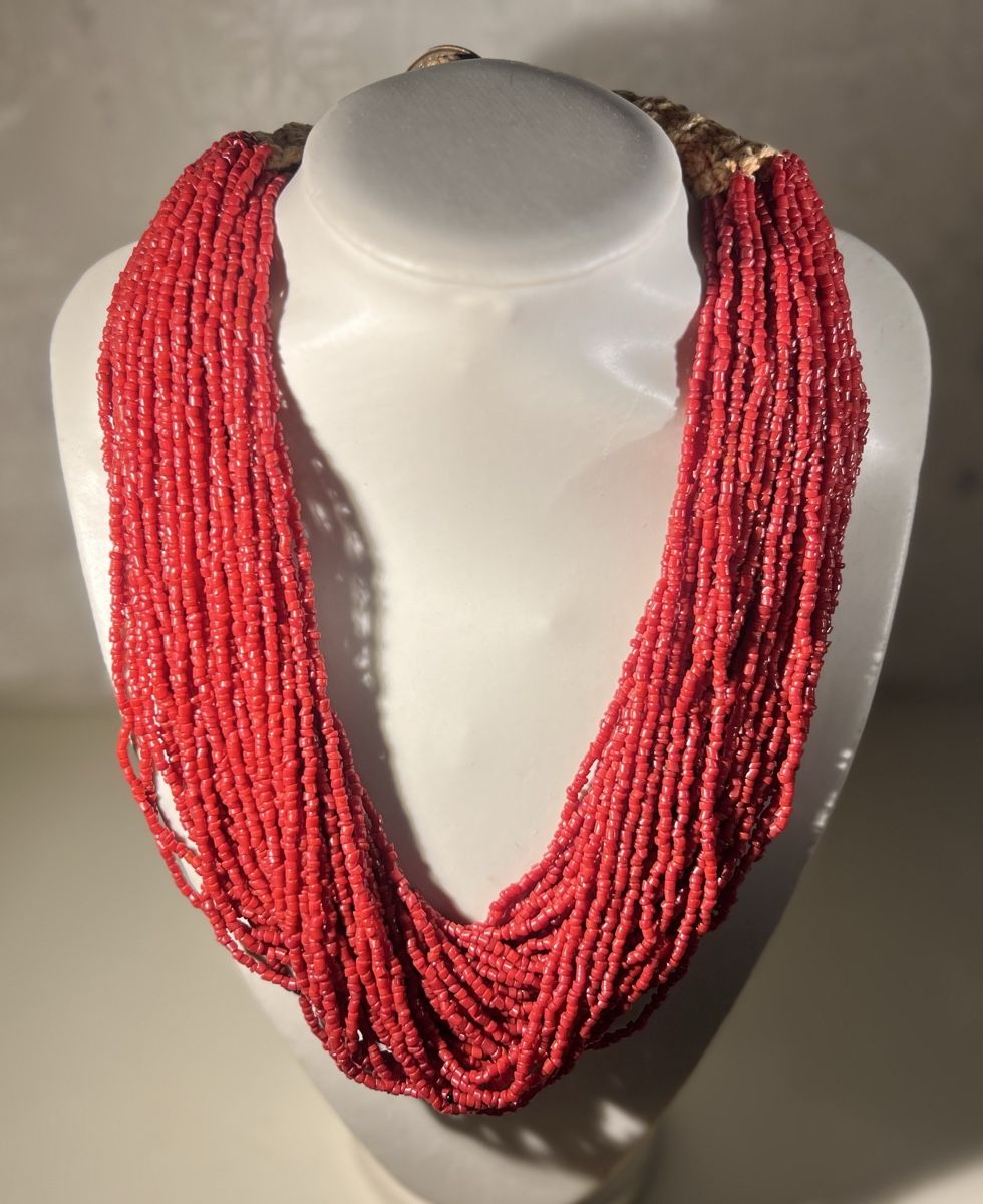 Collier multirangs corail Konyak Nagaland tribal excepionnel (Gebraucht ...