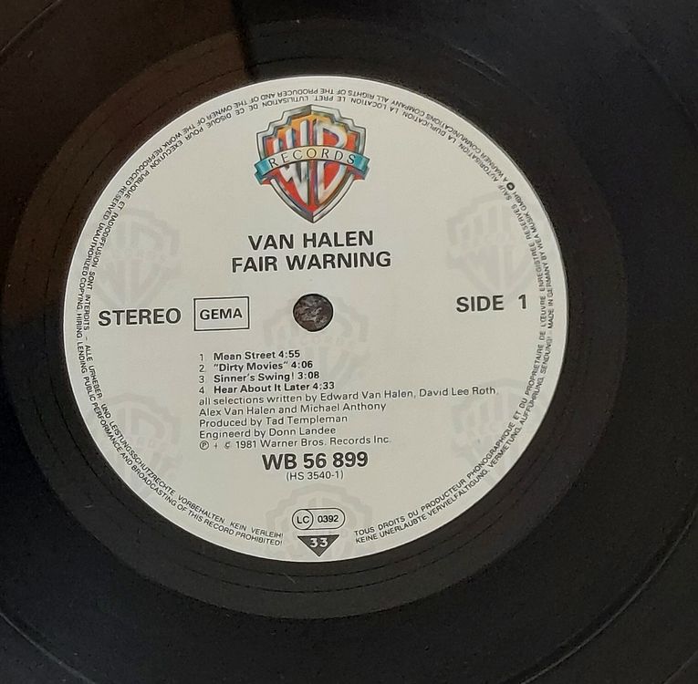 LP - VAN HALEN - FAIR WARNING | Kaufen auf Ricardo